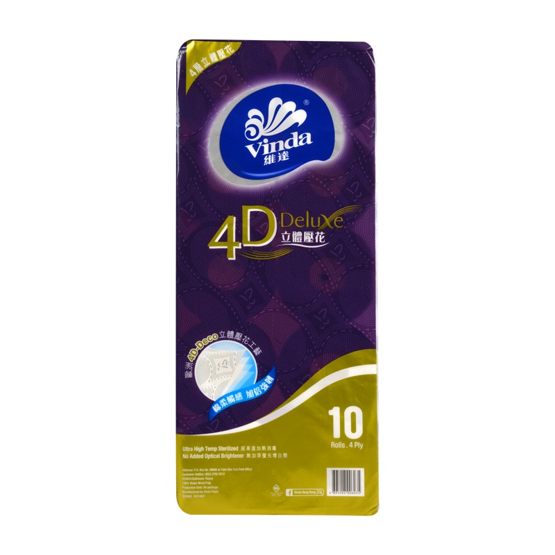 Vinda 4D Deluxe 160g 4 capas Papel De Baño VC4610 (10 rollos)