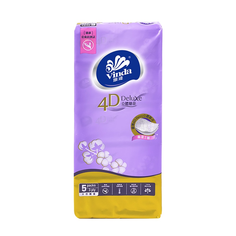 Vinda 4D Deluxe 100sheets 3ply Soft Pack Facial Tissue VC2420 (Size: M) (5 packs)