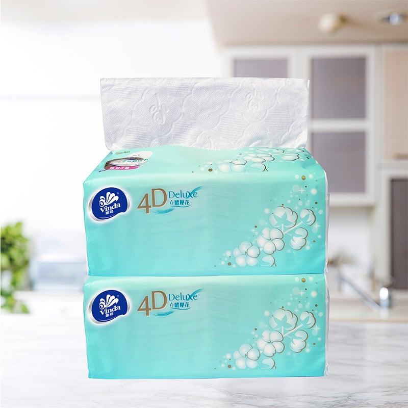 Vinda 4D Deluxe 100sheets 3ply Soft Pack Facial Tissue VC2431 (Size: M) (Baby Soft) (5 packs)