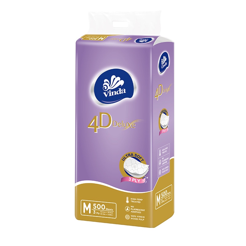 Vinda 4D Deluxe 100sheets 3ply Soft Pack Facial Tissue VC2321 (Size: M) (5 packs)