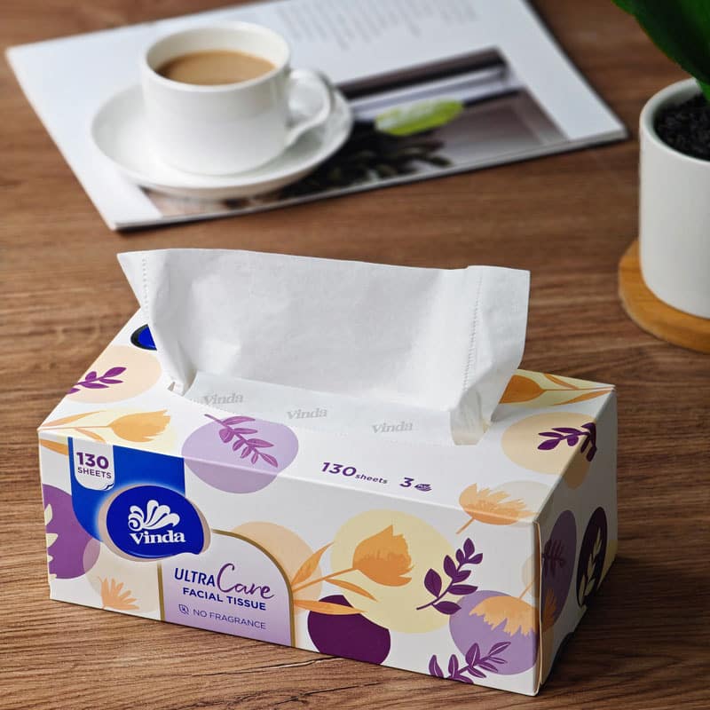 Vinda Ultra Care 130sheets 3ply Box Facial Tissue VC2381 (1 pack)